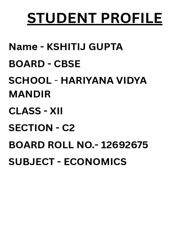 Kshitij Gupta CBSE XII Economics Profile | PDF