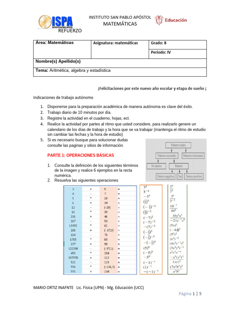 Matemáticas Repaso 7 2 | PDF | Álgebra | Matemáticas