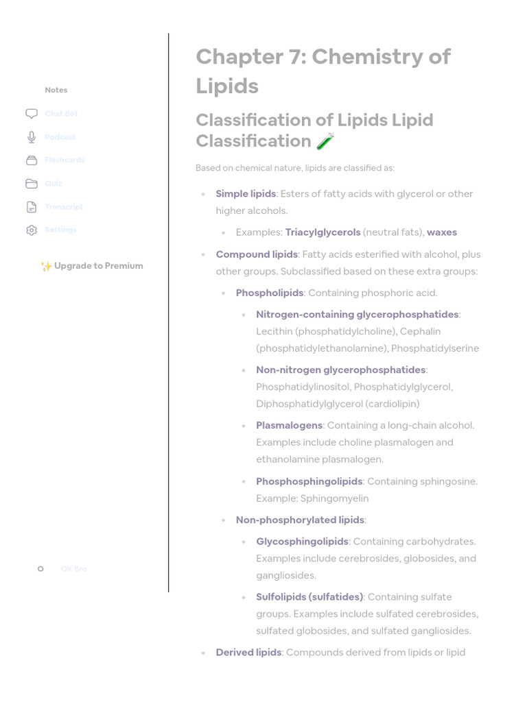 Lipid Chemistry & Fatty Acid Guide | PDF | Triglyceride | Lipid