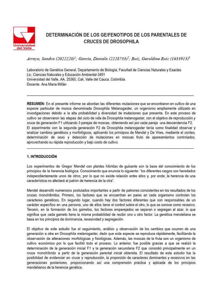 Borrador Informe Final de Lab. Genética | PDF | Alelo | Dominancia (Genética)