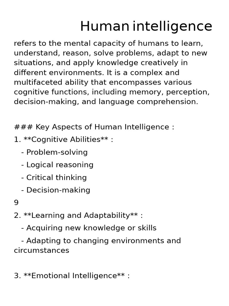 Human Intelligence | PDF