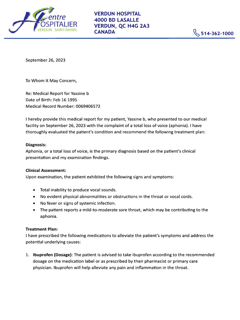Doctors Medical Report | PDF