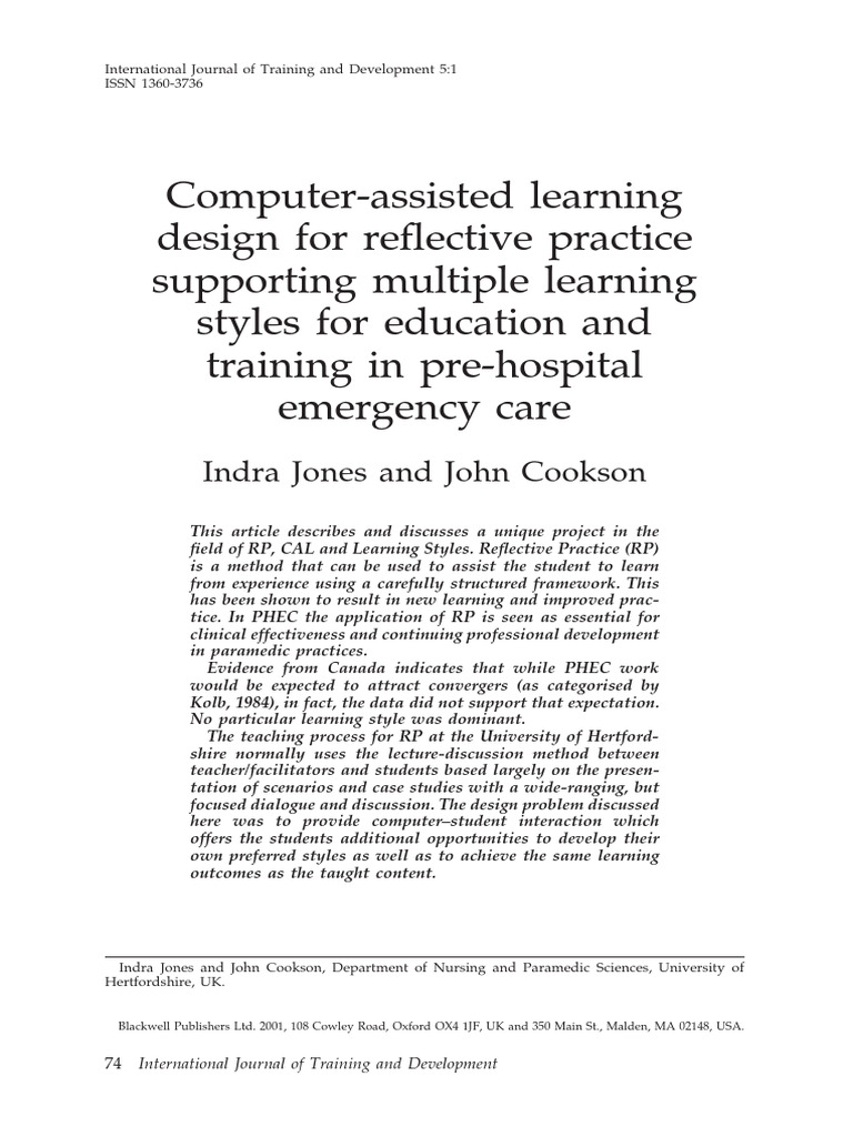 Learning Design For Reflective Practice | PDF | Reflective Practice | Learning Styles