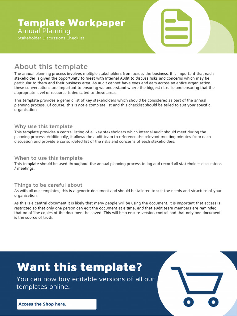 Annual Planning Stakeholder Checklist | PDF | Internal Audit | Business