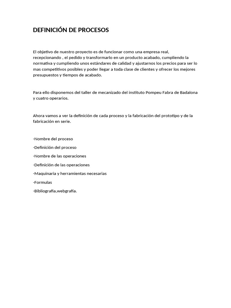 Definición de Procesos 1 | PDF