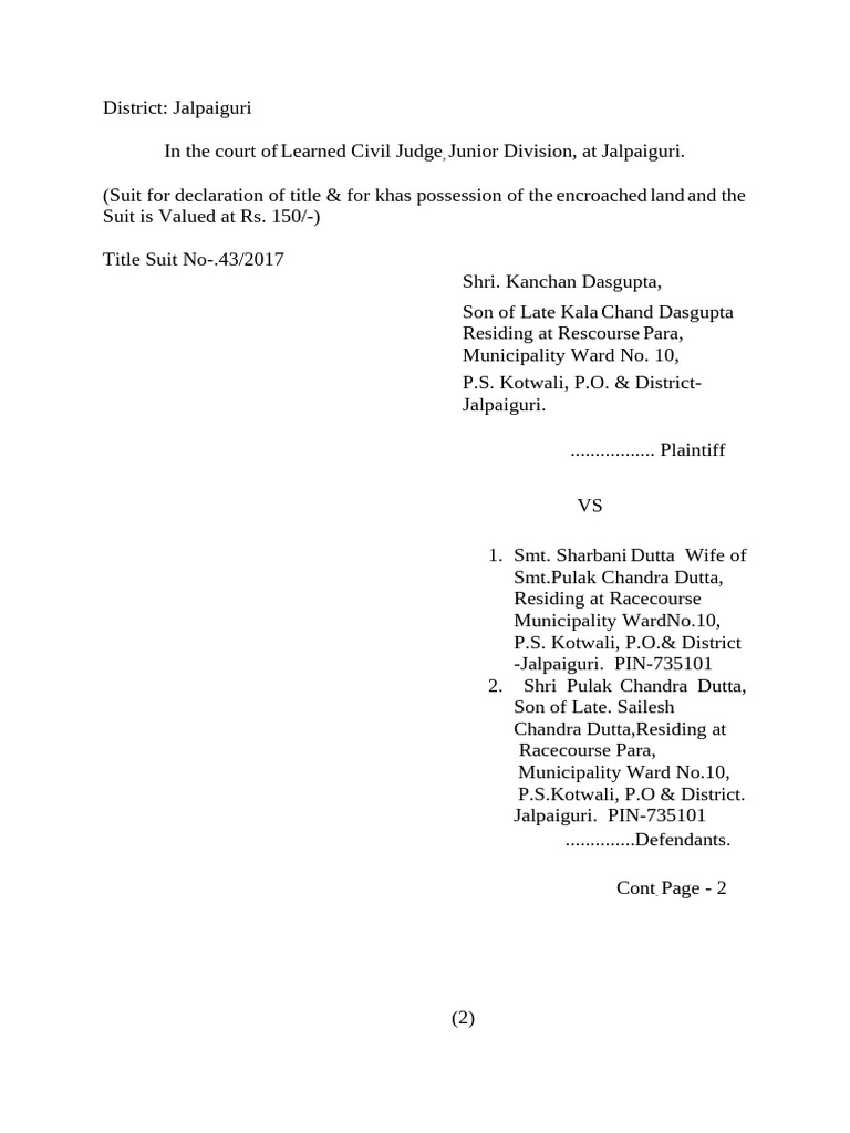 Suit for declaration of title (2) | PDF | Common Law | Justice