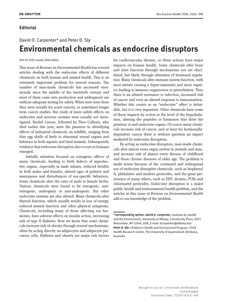 Endocrine Disruptors: Health Impacts | PDF | Clinical Medicine ...