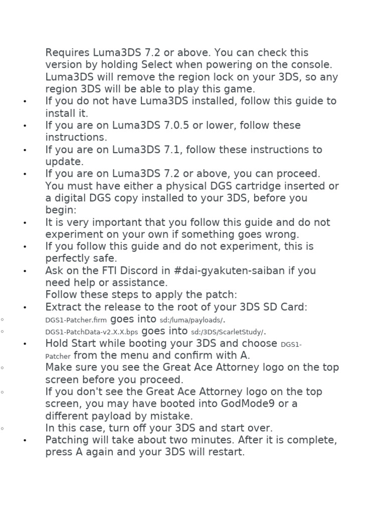 Luma3DS Guide for 3DS Game Patching | PDF