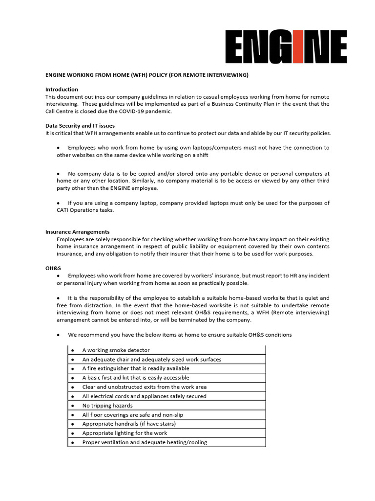 Engine Apac Working From Home_april 2021 | PDF | Laptop | Telephone