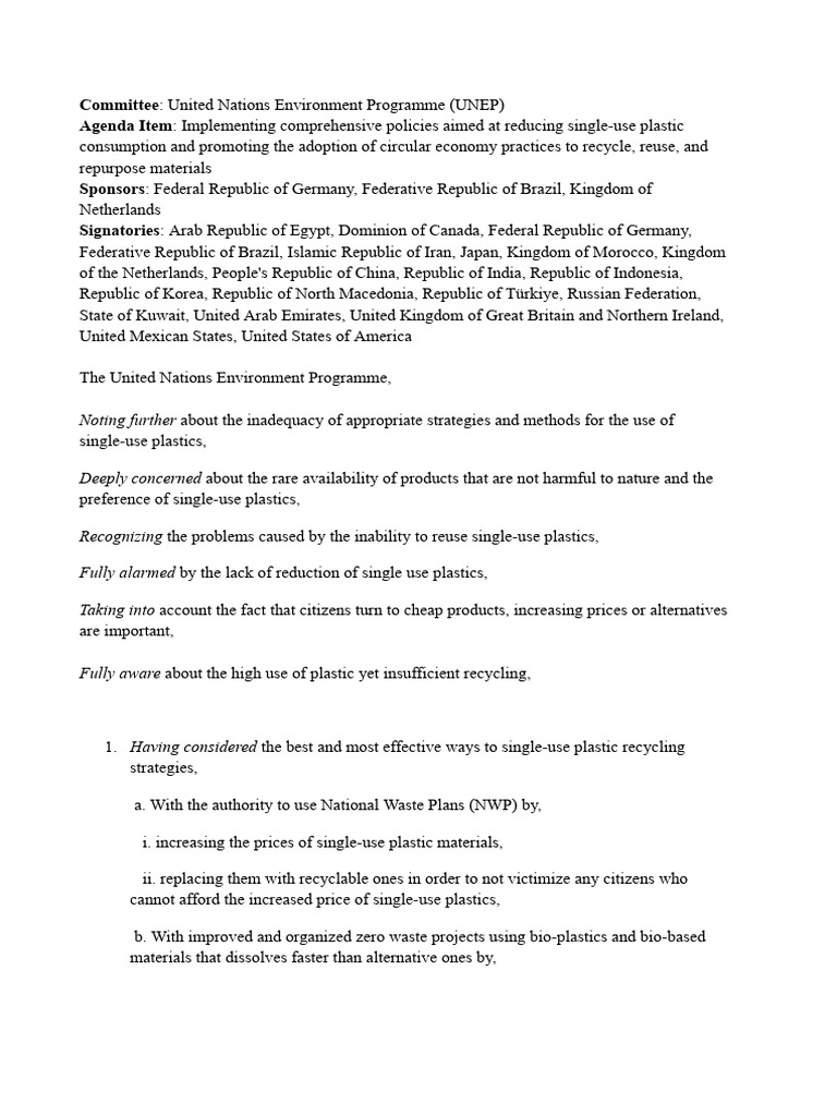 United Nations Environment Programme | PDF | Recycling | Plastic