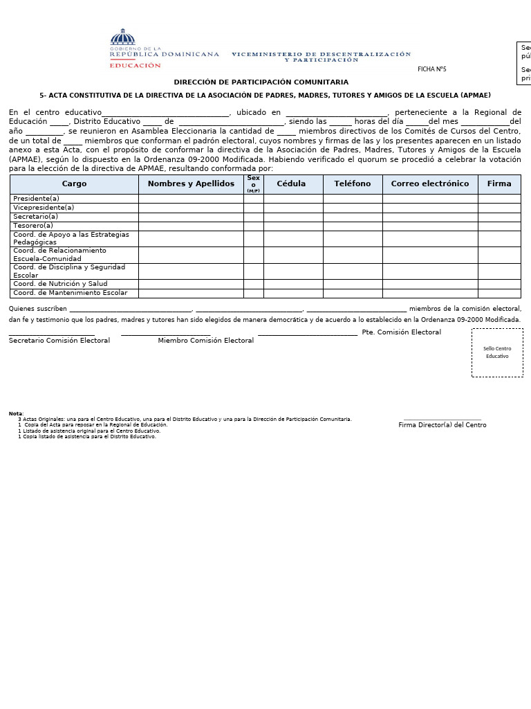 Acta Constitutiva de Apmae. 2023-2024 | PDF | Gobierno | Elecciones