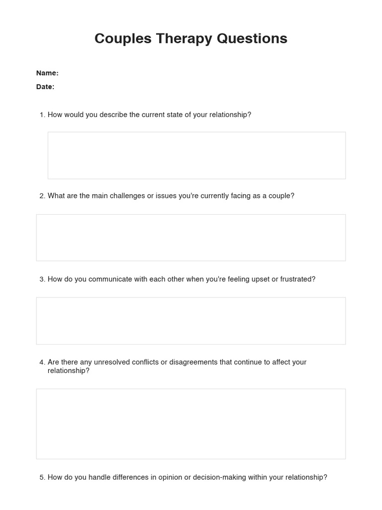 Couples Therapy Discussion Guide | PDF