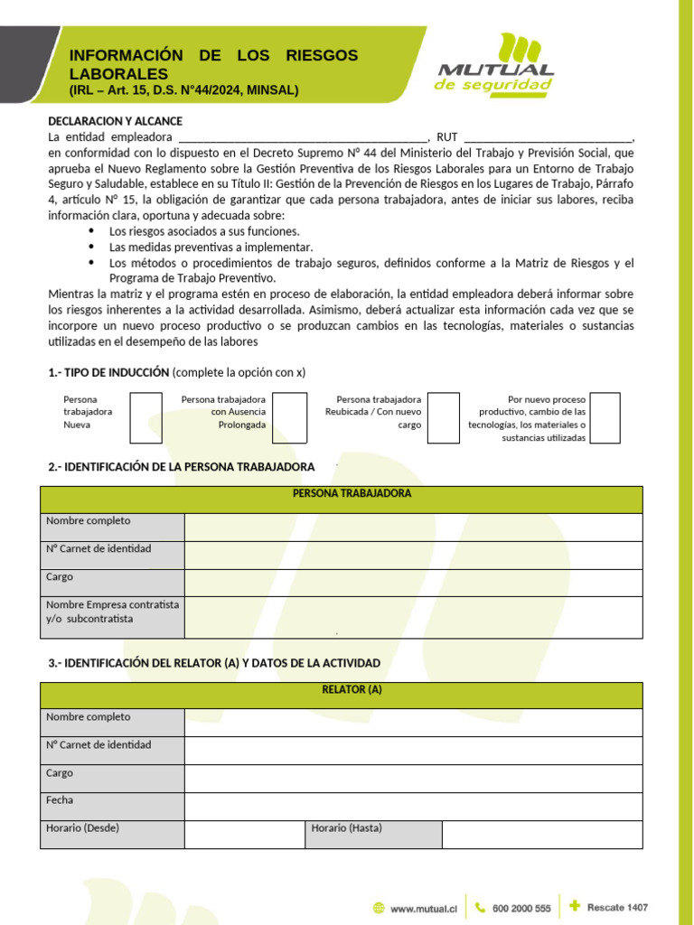 Formulario IRL Mutual de Seguridad v3 | PDF | ruido