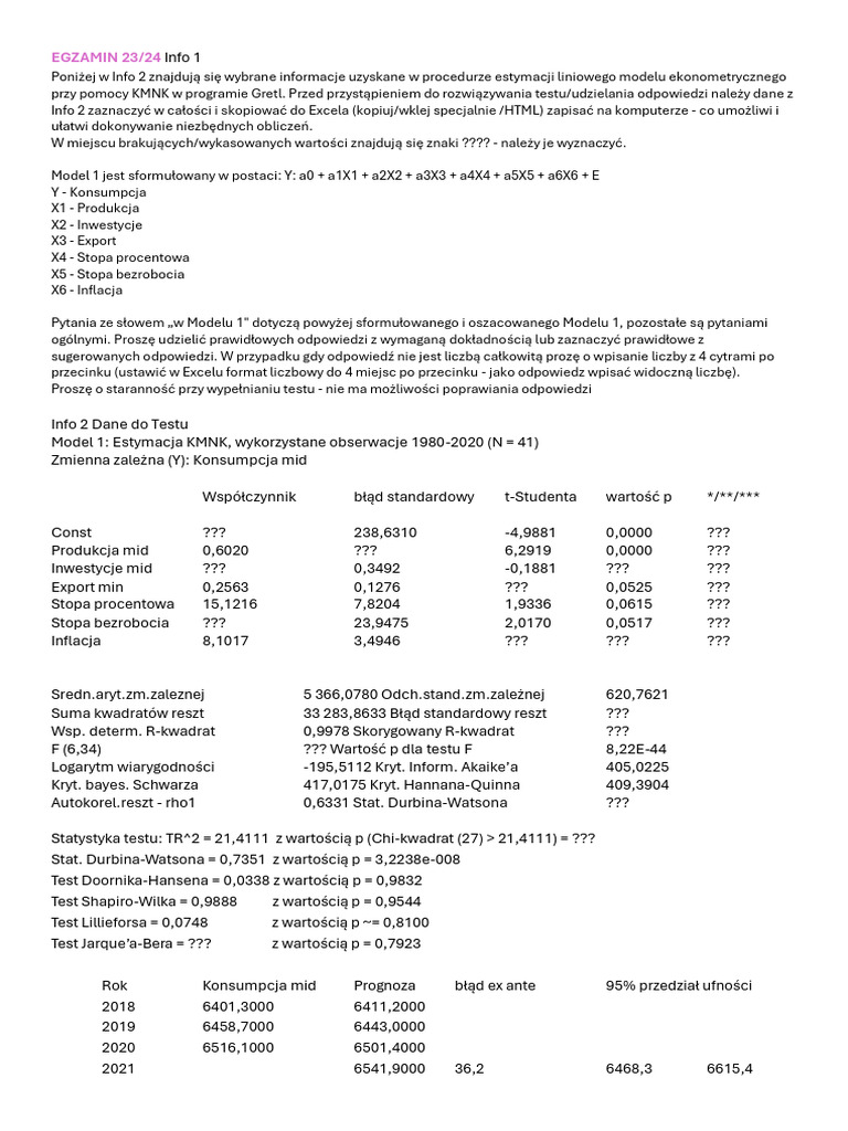 Ekonometria 2024 | PDF