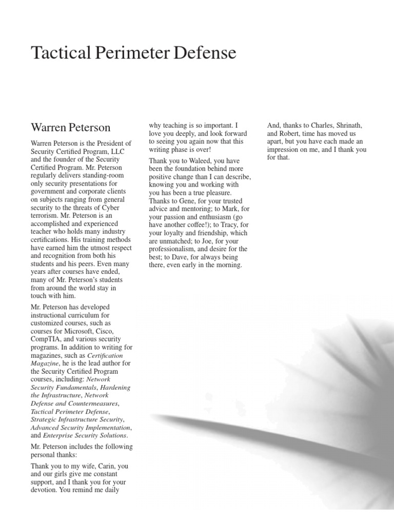 SCNS - Tactical Perimeter Defense | PDF | Networks | Security Engineering