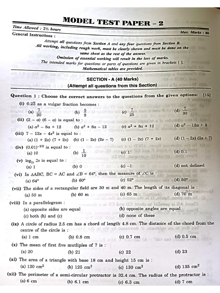 Model paper -2 std 9 | PDF
