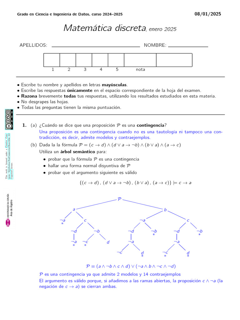 GCED_Examen_enero_25_Soluciones | PDF | Teoría de grafos | Matemáticas discretas