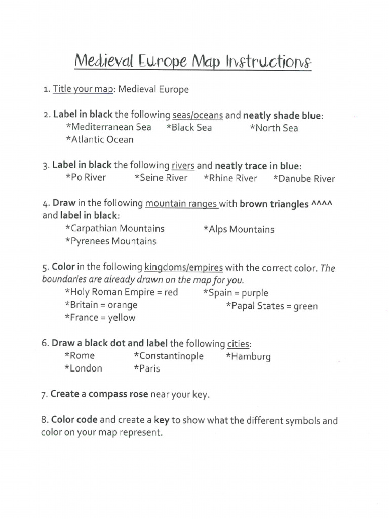 Medieval Europe Map Activity | PDF