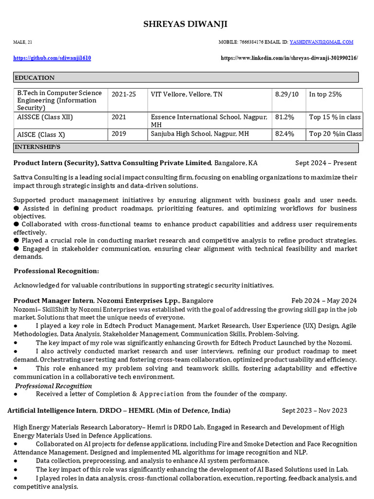 Product Manager Resume Shreyas | PDF | Artificial Intelligence | Intelligence (AI) & Semantics