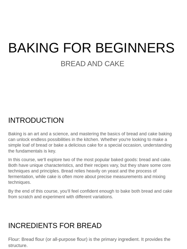 Beginner's Guide to Baking Bread & Cake | PDF | Cakes | Breads