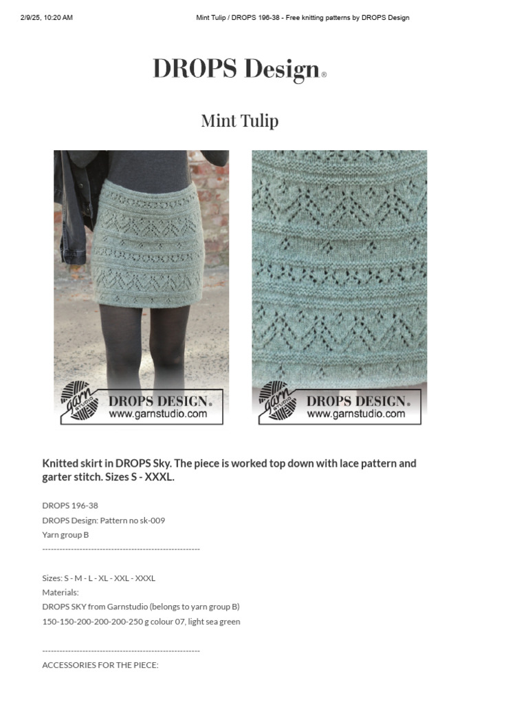 Mint Tulip - DROPS 196-38 - Free Knitting Patterns by DROPS Design ...