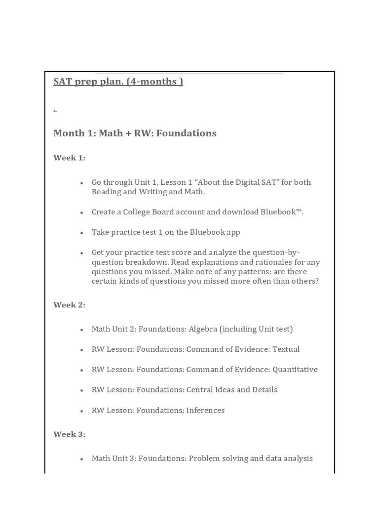 SAT PLAN | PDF | Mathematics | Sat