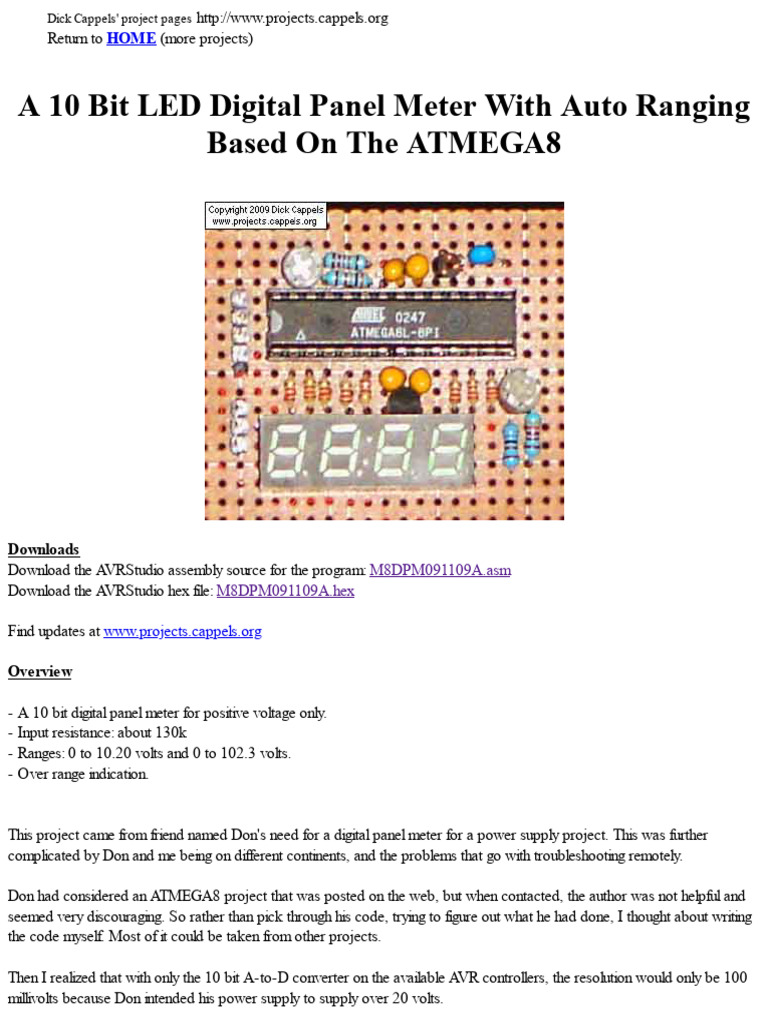 10_Bit_LED_Digital_Panel_Meter_Using_ATMEGA8 | PDF | Resistor | Electromagnetism