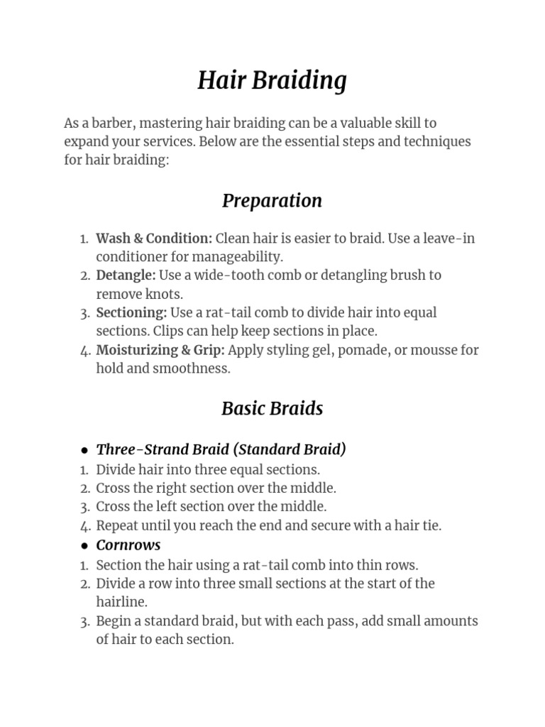 Essential Hair Braiding Techniques | PDF