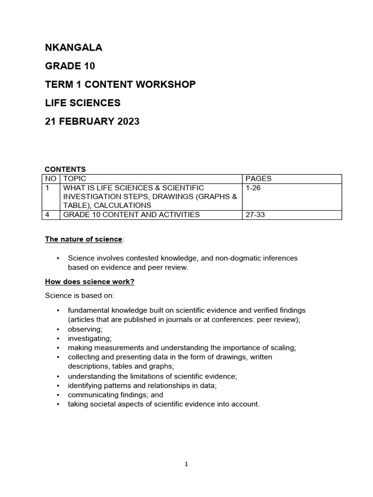 GRADE 10 TERM 1 CONTENTMANUAL | PDF | Mitosis | Chromosome