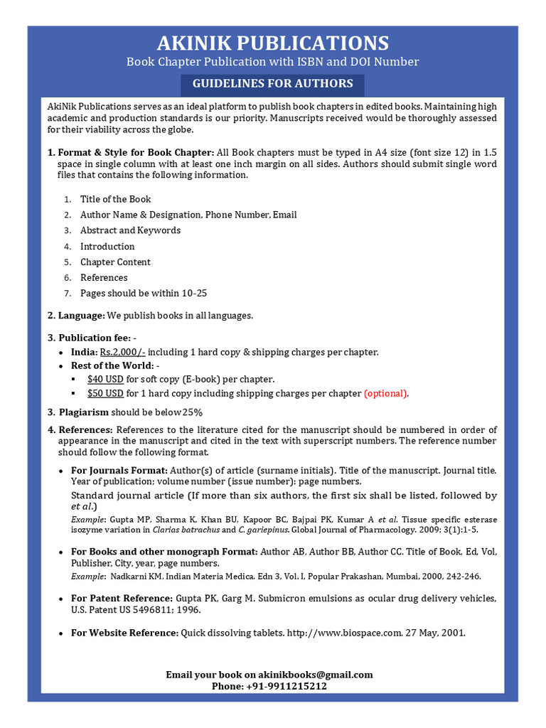 Book Chapter Guidelines | PDF | Books | Publishing