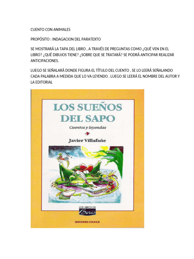 Los Sueños Del Sapo Adaptado | PDF