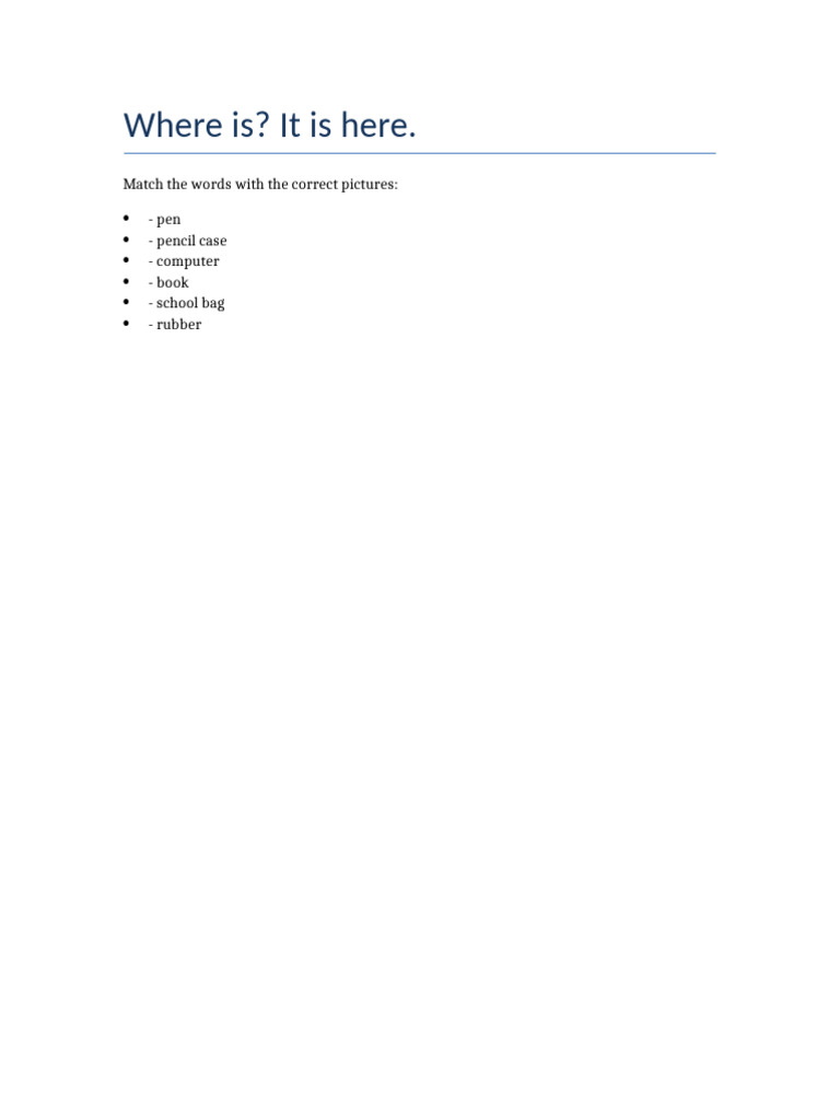 Match Words to Pictures Activity | PDF