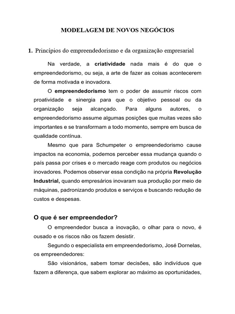 Modelagem de Novos Negócios Inovadores | PDF | Empreendedorismo ...