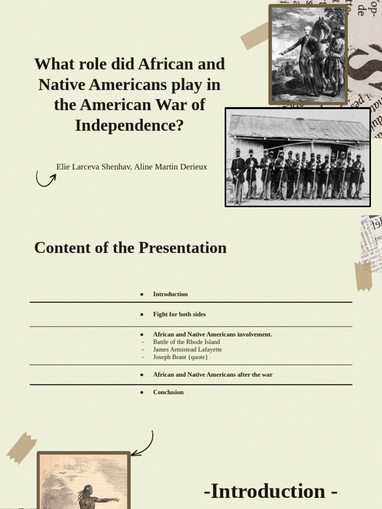 What role did African and Native Americans play in the American War of ...