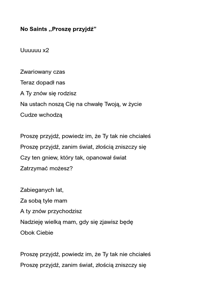 No Saints ,,proszę Przyjdź" - Kopia | PDF