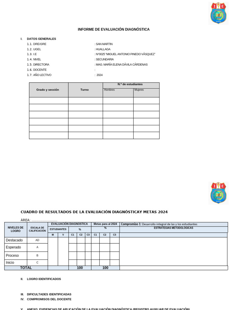 Informe Evaluación Diagnóstica 2024 | PDF