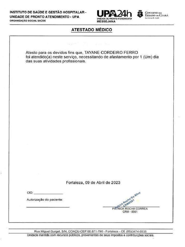 Atestado Medico Sus | PDF