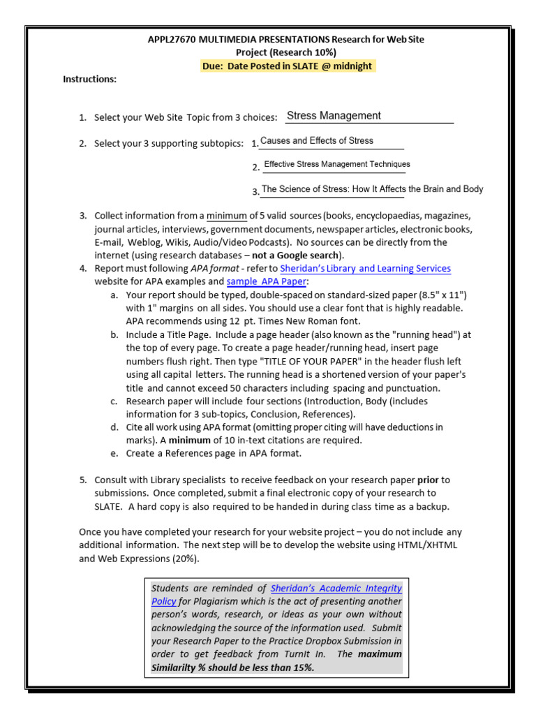 Research For WebSite Project (10%) | PDF | Apa Style | Proofreading