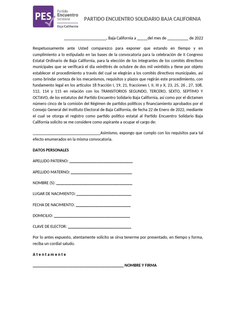 Formato Solicitud | PDF