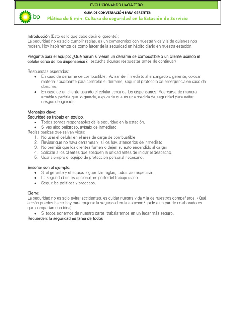 Plática de 5 Min - Cultura de Seguridad | PDF