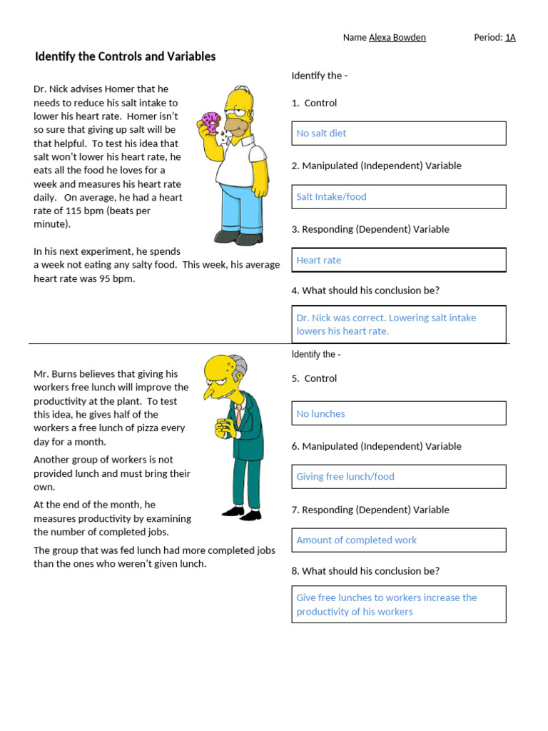 Simpsons - Controls and Variables-1 | PDF | Heart Rate | The Simpsons
