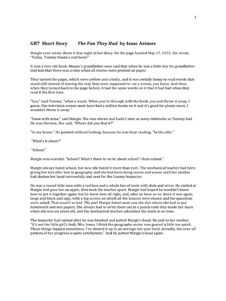 The Fun They Had by Isaac Asimov | PDF