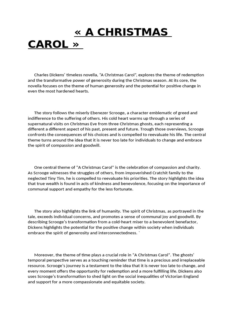 Redemption in 'A Christmas Carol' | PDF | Ebenezer Scrooge | A ...