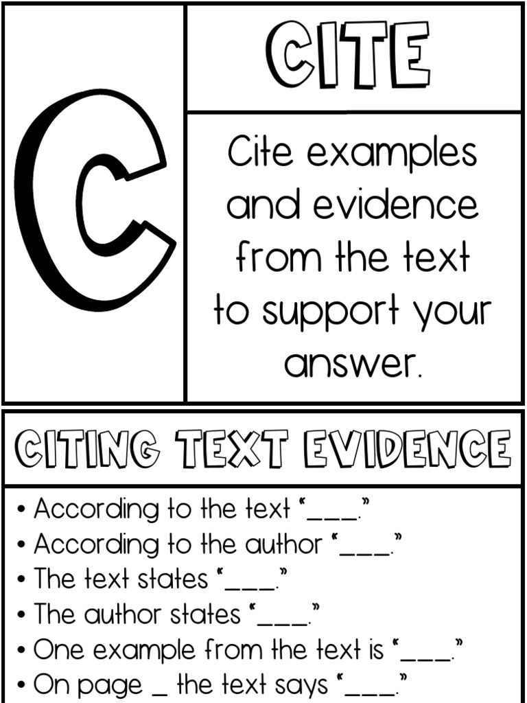 CitingTextEvidenceSentenceStemPoster-1 | PDF