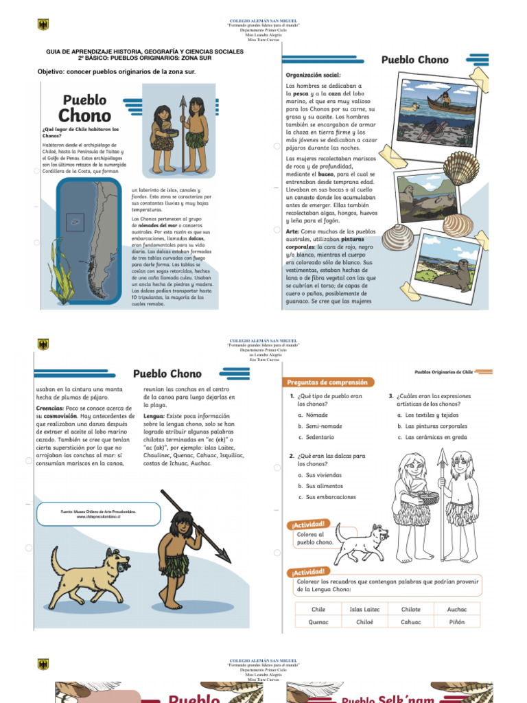 guia de trabajo pueblos originarios zona sur | PDF