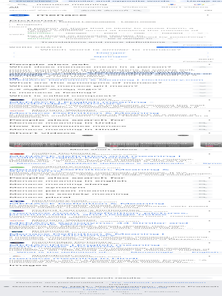 Menace Meaning - Google Search | PDF | Language Mechanics | Semantic Units
