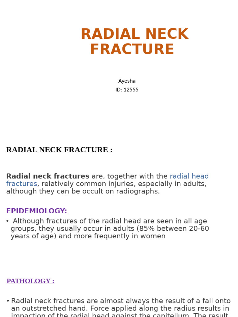 Radial Neck Fractures | PDF