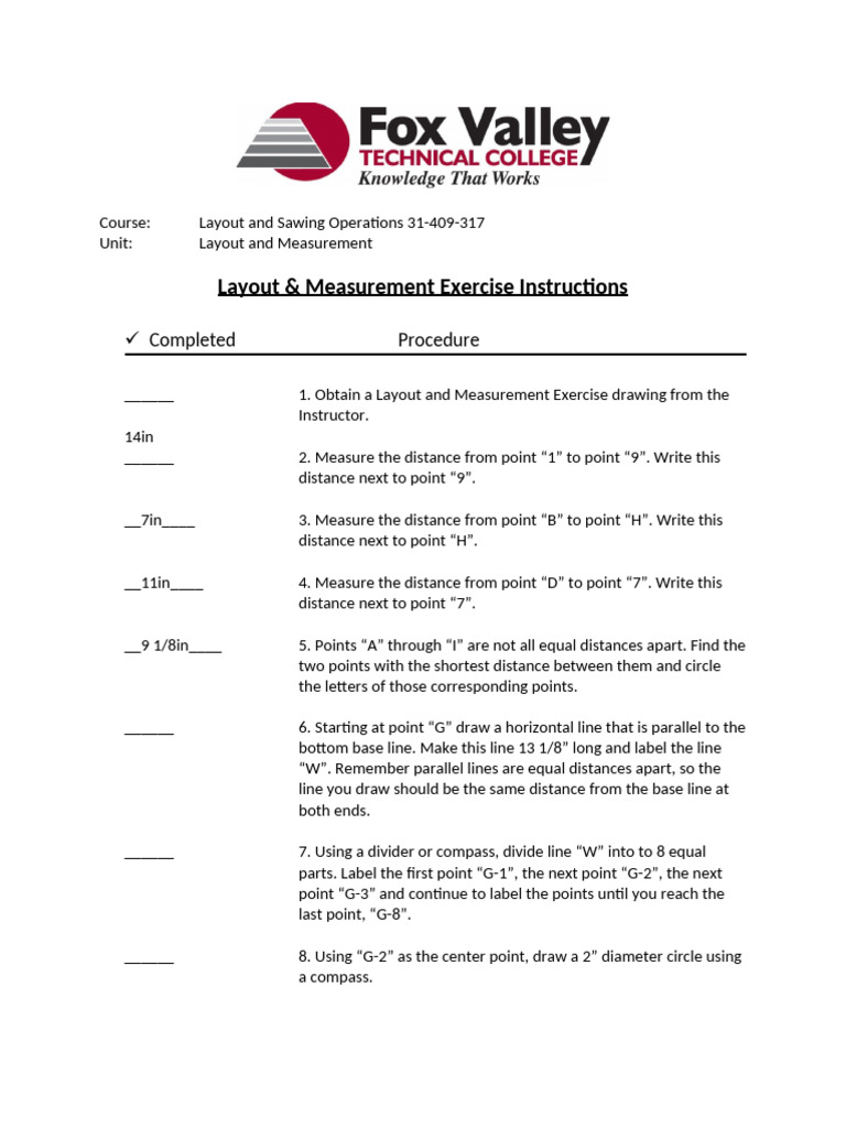 Layout and Measurement Exercise Guide | PDF | Angle | Circle