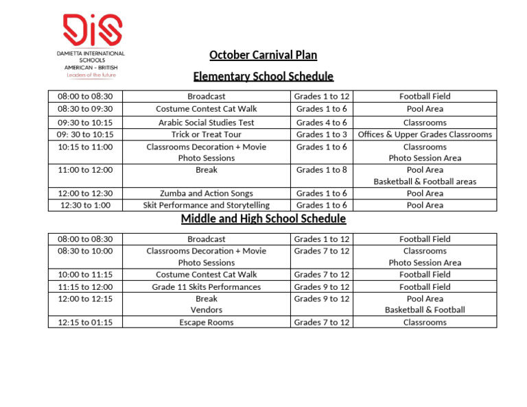 October Carnival Plan | PDF