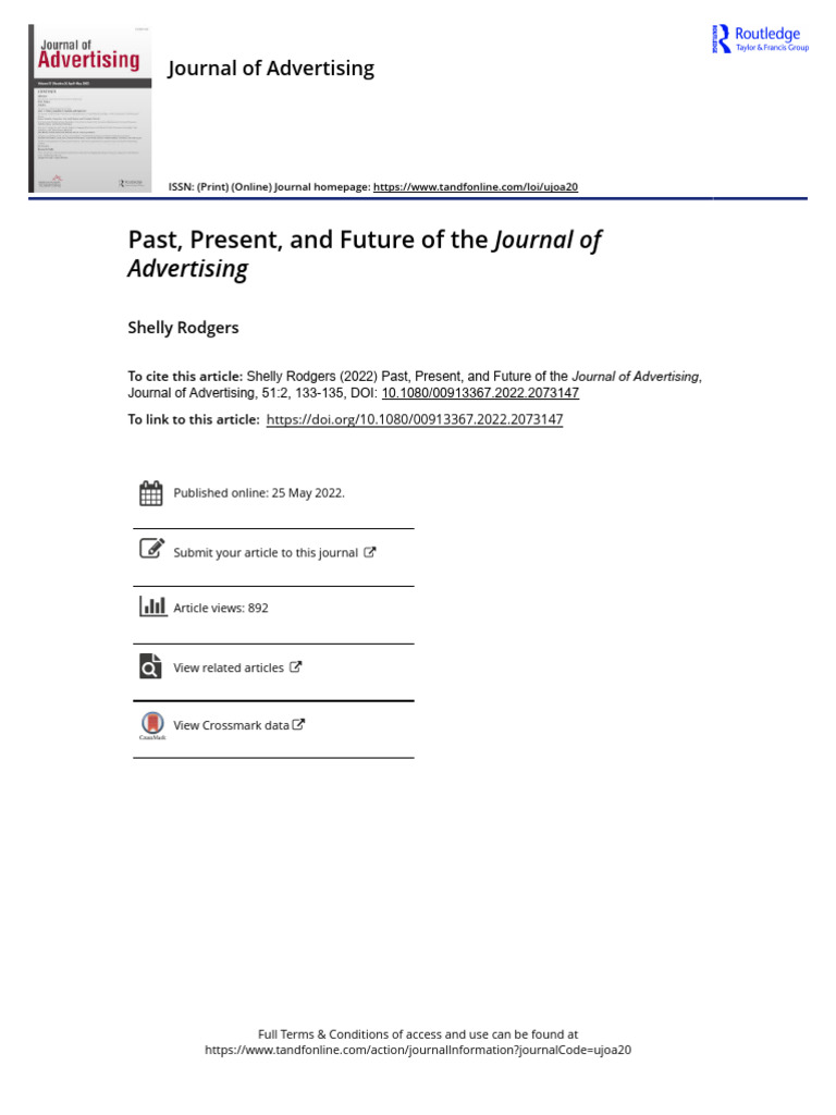 Past Present and Future of The Journal of Advertising | PDF ...